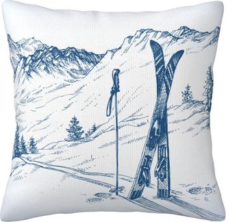 Generic Skifahren In Den Hohen Bergen Kissen Fall Luxus Kissenbezug Modern Werfen Sie Kissenbez&uuml;ge F&uuml;r Balkon B&uuml;ro Couch Zimmer 45X45Cm