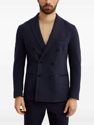 Fay blazer crois&eacute; &agrave; poche plaqu&eacute;e - Bleu