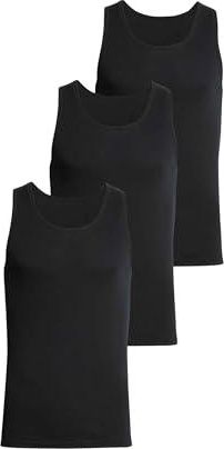 Marks and Spencer Lot de 3 Maillots de Corps sans Manches Pur Coton Noir M