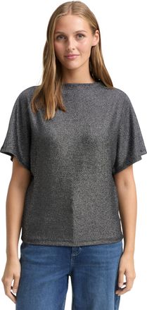 Tom Tailor Damen 1050684 Glitzer T-Shirt mit Fledermaus&auml;rmeln, 34029-Black Glitter, M