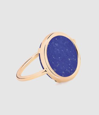 Ginette NY Bague Baby Disc Lapis Lazuli Or Rose