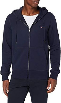 GANT Full Zip Hoodie D1. Sweatshirt Zippé The Original, Evening Blue, S Homme