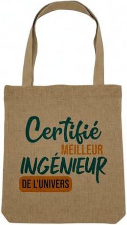 Fabulous Sac Shopping Tote Bag Aspect Lin - Certifi&eacute; meilleur Ingenieur de lunivers Civil Informatique Mecanique - Sac de Courses Toile Epaisse 360g Beige Natu