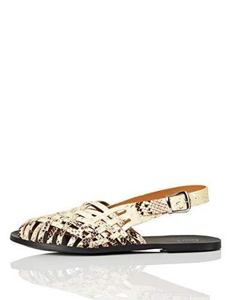 Find. FIND Weave Slingback Leather Sandales Bout ouvert, Beige (Snake Natural), 38 EU