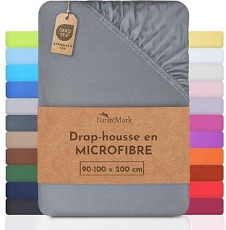 NatureMark Drap de lit en Microfibre &agrave; Prix r&eacute;duit! Beaucoup de Tailles et de Couleurs Marchandise de Marque (Drap de lit 90x200-120x200 cm, Gris Moyen)