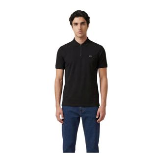 A|X Armani Exchange Homme, Tops, Bleu, Taille: XL Polo &agrave; Manches Courtes avec Fermeture &Eacute;clair et Col Rond