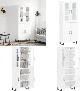 vidaXL Vidaxl - Buffet haut Blanc 69,5x34x180 cm Bois dingénierie - Buffet Design Moderne - Meuble Rangement Cuisine - Armoire Blanche - Buffet Haut