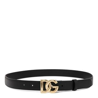 Dolce & Gabbana Femme, Accessoires, Noir, Taille: 95 CM Ceinture Noire avec Logo Plaque
