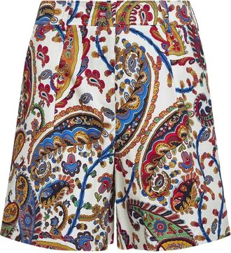 Etro Femme, Shorts, Multicolore, Taille: 42 FR Paisley Print Pleated Shorts