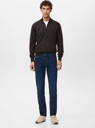 Mango Pull col zipp&eacute; 100 % laine m&eacute;rinos chocolat - Homme - XL - MANGO MAN