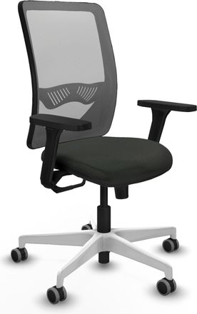 Piqueras y Crespo Schreibtischstuhl aus Netzstoff mit schwarzen Armlehnen, h&ouml;henverstellbare Lendenwirbelst&uuml;tze, ausgestattet mit 3 Positionen und Schneidschaum, Grau/S