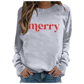 Generic Pull Noel Drole Femme Sweat-Shirt FéMinin éLéGant sans Capuche Manches Longues Col Rond Motif Streetwear DéContracté Confortable Pull Casual Tenue Quo