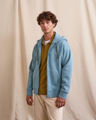 Faguo Sweat zipp&eacute; &agrave; capuche bleu gris&eacute;