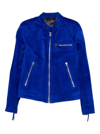 Tom Ford zip-up suede jacket - Blau