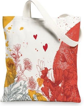 Generic Sacs fourre-tout en toile florale, sacs à provisions réutilisables, sacs à provisions réutilisables, modernes et chics, légers et lavables avec bandou