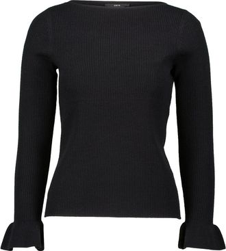 Zero Damen Pullover mit Volants am &Auml;rmel 36, Black Beauty