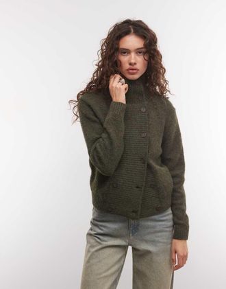 Weekday gilet boutonn&eacute; &agrave; col montant chin&eacute;-Vert