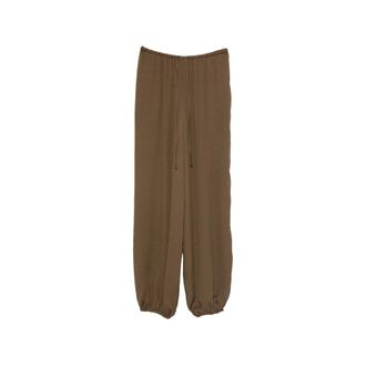 Forte_Forte Femme, Pantalons, Vert, Taille: 38 FR Pantalon large &agrave; taille coulissante et ourlet &eacute;lastique