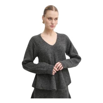 By Malene Birger Femme, Pulls, Gris, Taille: 36 FR Maille col en V