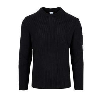 C.P. Company Gerippter Rundhals-Pullover - - Knitwear - Herren - Schwarzk - L