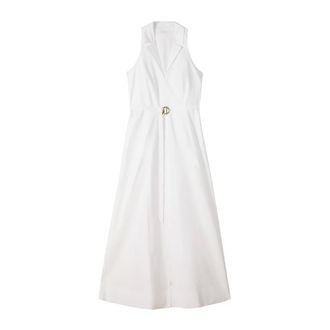 Patrizia Pepe Femme, Robes, Blanc, Taille: 38 FR Longue Robe en Popeline avec Fente Avant