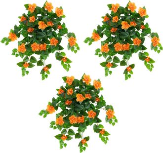 Nearly Natural 24 Zoll UV-best&auml;ndige k&uuml;nstliche Azalee H&auml;ngepflanze (Indoor/Outdoor) - 3er Set