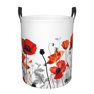 Generic Wundersch&ouml;ne Blumen Auf Wei&szlig; W&auml;schekorb Rund W&auml;schek&ouml;rbe Wasserdichter W&auml;schebeh&auml;lter F&uuml;r Decken Waschk&uuml;che Lagerung