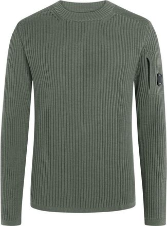 C.P. Company Softer Rundhalspullover aus einem Wollmix in Rippstrick in