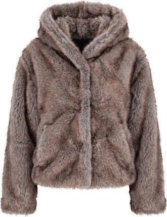 Ulla Popken Pl&uuml;schjacke Fellimitat-Jacke oversized Stehkragen Druckkn&ouml;pfe