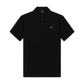 A|X Armani Exchange Homme, Tops, Noir, Taille: 2XL Polo &agrave; Manches Courtes en Coton avec Fermeture Boutonn&eacute;e