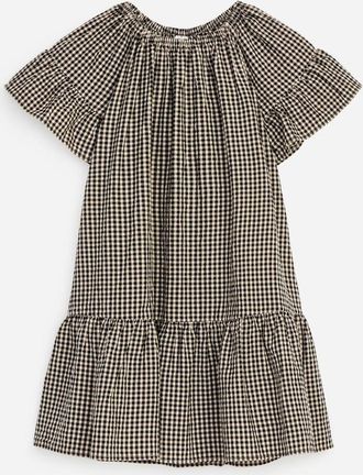 Arket Kleid Aus Baumwollmusselin Mit Volants -Beige