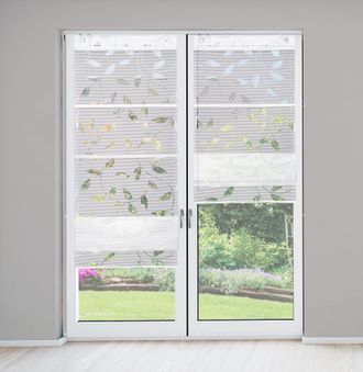 Home Wohnideen 91515 Magnetrollo RANA Ausbrenner Bambus, Ranken-Motiv, Fensterhaken, Farbe:wei&szlig;, Gr&ouml;&szlig;e:130 x 80 cm, Anzahl:1