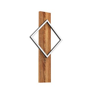 Eglo LED Wandlampe innen Boyal, Wandleuchte mit Holzbalken, Flurlampe Wand aus einem rustikalem Holz und schwarzem Metall, Wandstrahler FSC zertifiziert, w