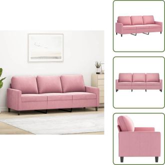 vidaXL Vidaxl - Canap&eacute; &agrave; 3 places Rose 180 cm Velours - Canap&eacute; Trois Places - Canap&eacute; Velours - Canap&eacute; Rose - Canap&eacute; Design - Meuble Salon