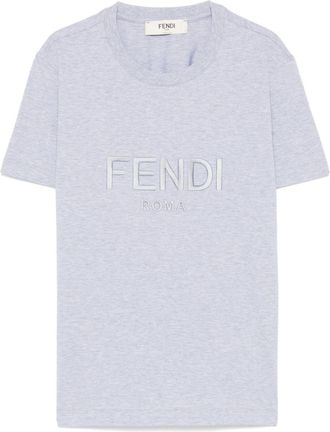Fendi T-Shirt mit Logo-Stickerei - Grau