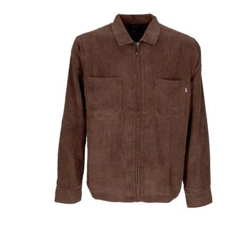 HUF Samt Rei&szlig;verschluss Hemd mit Kragen - - Shirts - Herren - Lila - M