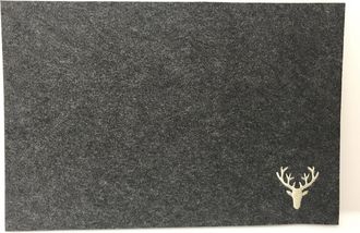 Gilde CH Trading Filz-Hirsch-rechteckige Tischsets in Dunkelgrau mit beigem Ch Trading Trophy-Hirschkopf-Stickerei, 2er-Set