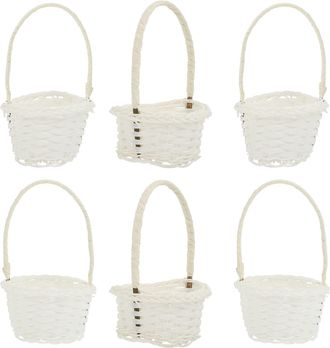 Cabilock Gewebter Korb Kunststoff Henkelkorb Blumenmädchen Korb 6 Stück Weiß Obstkorb Brotkorb Eierkorb Geschenkkörbe Geflochtener Aufbewahrungskorb Servierkor