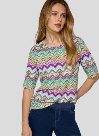 Rabe Rundhalsshirt mit grafischem Muster