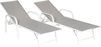 Happy Garden Happy Garden - Lot de 2 bains de soleil sardinia en textilène gris - structure blanche