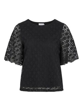 Vila Vila O-Neck Top Vimirna Haut à col Rond 2/4, Black Beauty, M Femmes