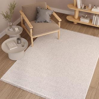 Tapiso Agra Tapis Poils Courts Boucl&eacute; &agrave; Franges Moderne Beige Uni Tapis Salon Chambre Adulte Salle &agrave; Manger Oeko-TEX R&eacute;sistant Epais 300 x 400 cm