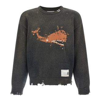 Miharayasuhiro Mihara Yasuhiro, Homme, Pulls, Noir, Taille: M Whale Jacquard Knit Sweater