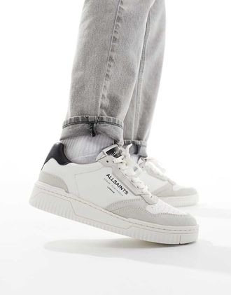 AllSaints Regan - Leder-Sneaker in Wei&szlig; mit niedrigem Schaft