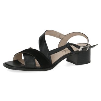 Caprice Damen Sandalen mit Absatz aus Leder mit Fu&szlig;bett, Schwarz (Black Comb), 37 EU