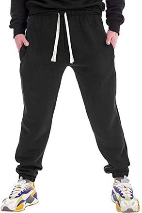Generic Pantalon de survêtement chaud pour homme avec poches - Pantalon en peluche chaude - Bas élastique - Doublure en polaire - Pantalon de jogging à jambe 