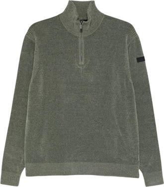 Roberto Ricci Design Pull col roul&eacute; zipp&eacute; en velours - Homme - Pulls - Vert - Taille: XL
