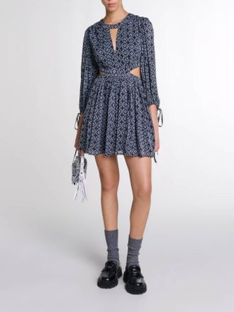 Maje Kurzes Kleid Mit Clover-print - Imprime Clover Noir - Gr&ouml;&szlig;e 34 - Maje