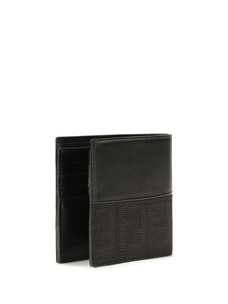 Fendi Mens Ff Jacquard Bifold Wallet Nero Calf Leather Bos Taurus