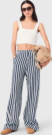 Maje Matrosenhose Aus Leinenmischung - Wei&szlig;/blau - Maje